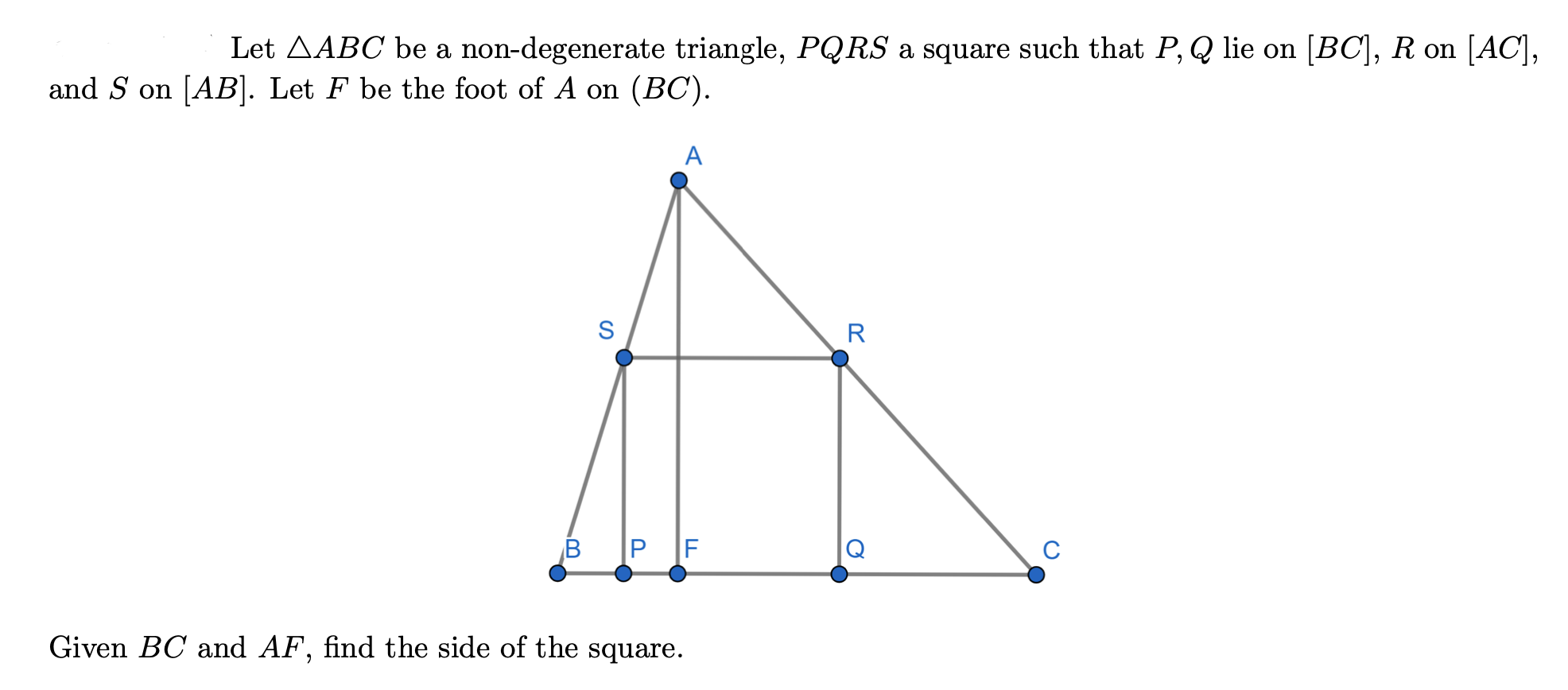 Let ABC be a non-degenerate triangle, PQRS a square | Chegg.com