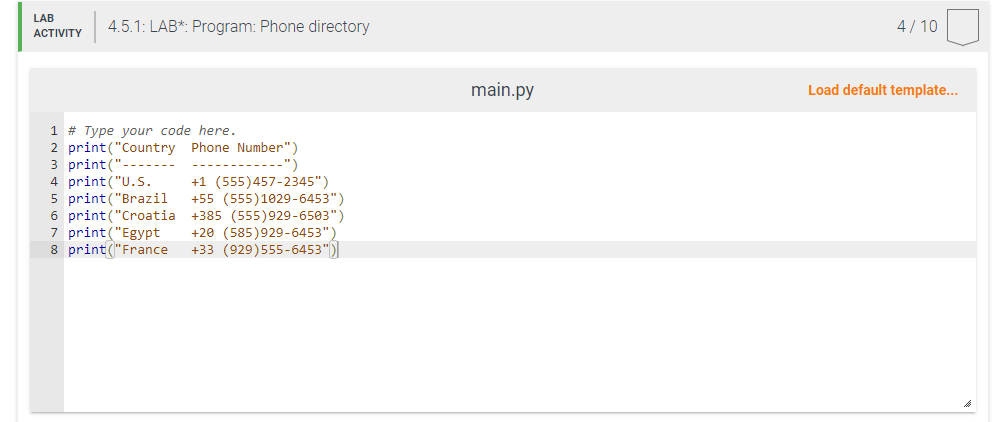 Solved 4.5 LAB*: Program: Phone directory ** i have seen | Chegg.com