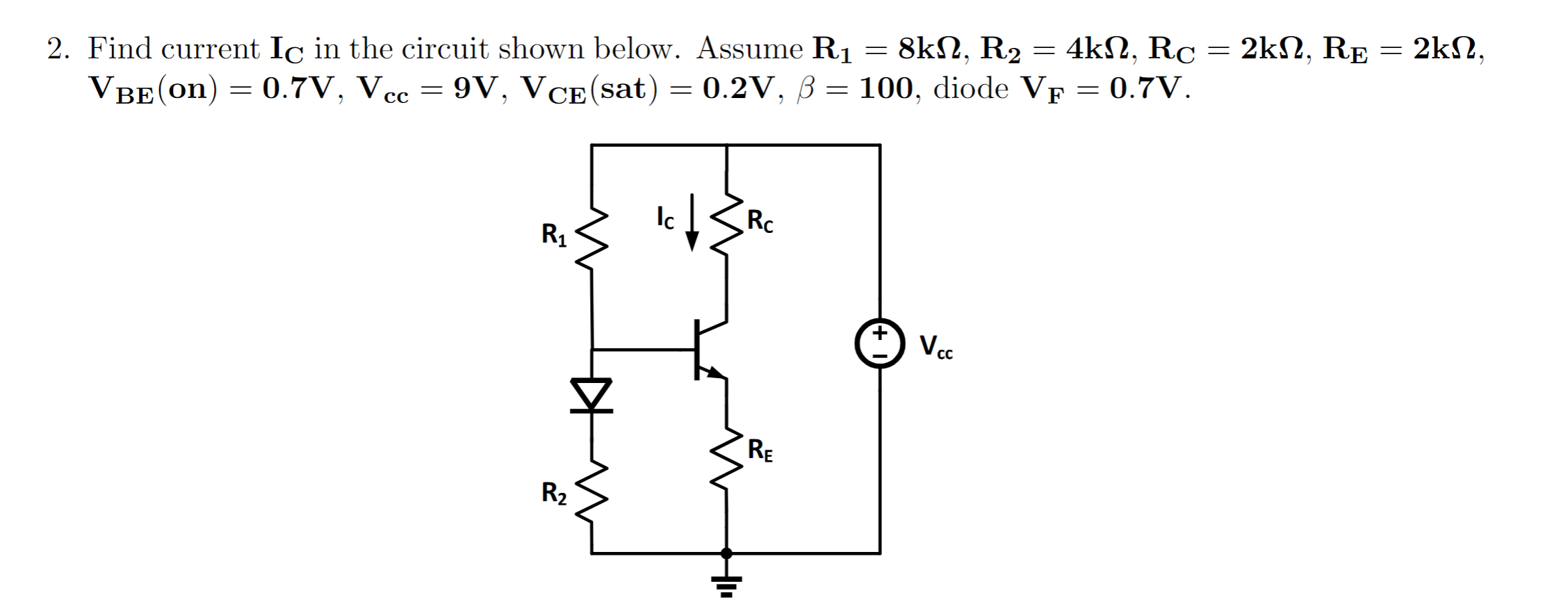 Solved 2. Find current IC in the circuit shown below. Assume | Chegg.com