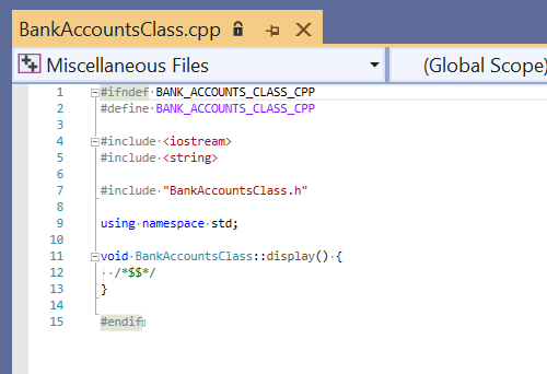(Global Scope BankAccountsClass.cpp â + X | Chegg.com