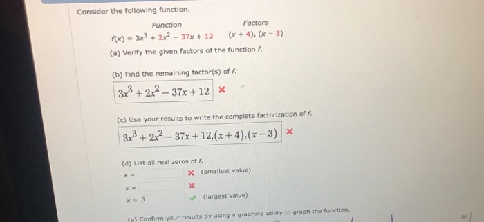 Solved Consider the following function Function Factors | Chegg.com