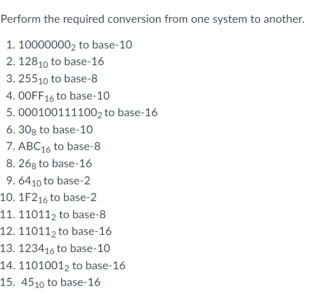 Solved Perform the required conversion from one system to | Chegg.com