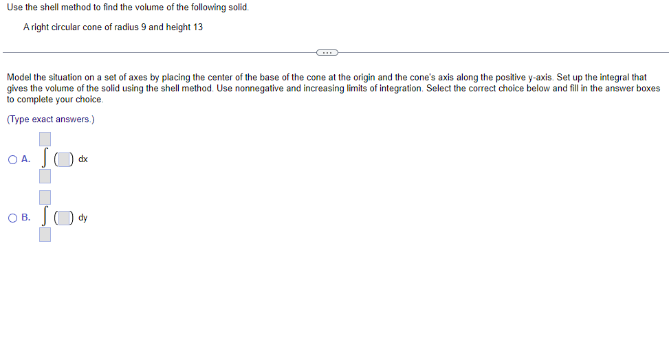 Solved Use the shell method to find the volume of the | Chegg.com