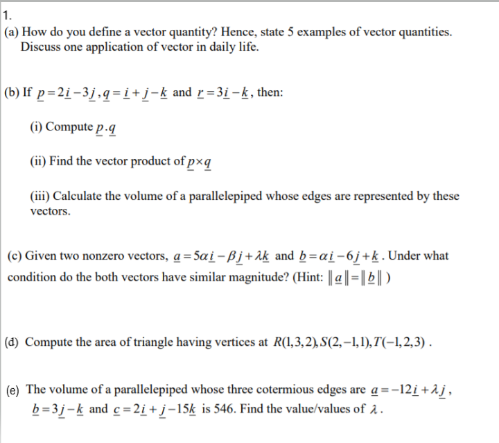 Solved 1. (a) How do you define a vector quantity? Hence, | Chegg.com