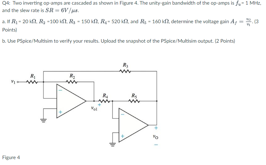 Solved Q4: Two inverting op-amps are cascaded as shown in | Chegg.com