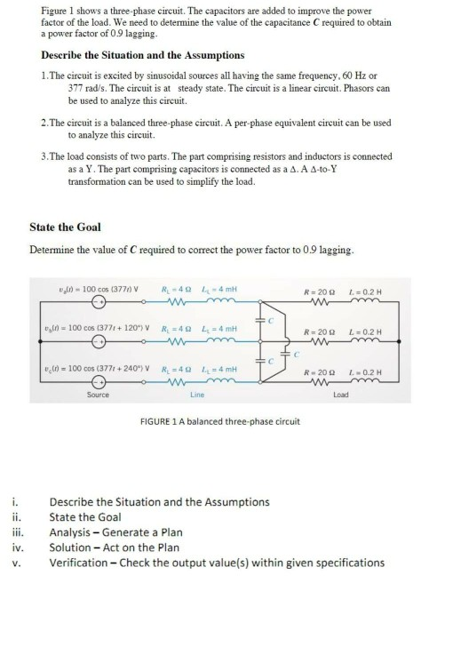 Solved Figure 1 shows a three-phase circuit. The capacitors | Chegg.com