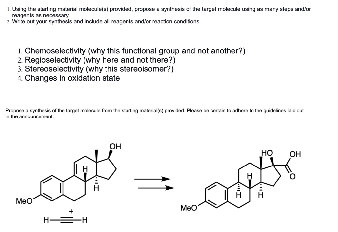 Solved 1. Using the starting material molecule(s) provided, | Chegg.com