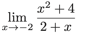 Solved limx→−22+xx2+4 | Chegg.com