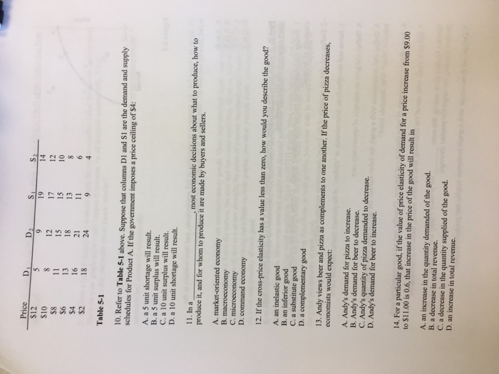 Solved Refer lo Table 5-1 above. Suppose that columns D1 | Chegg.com