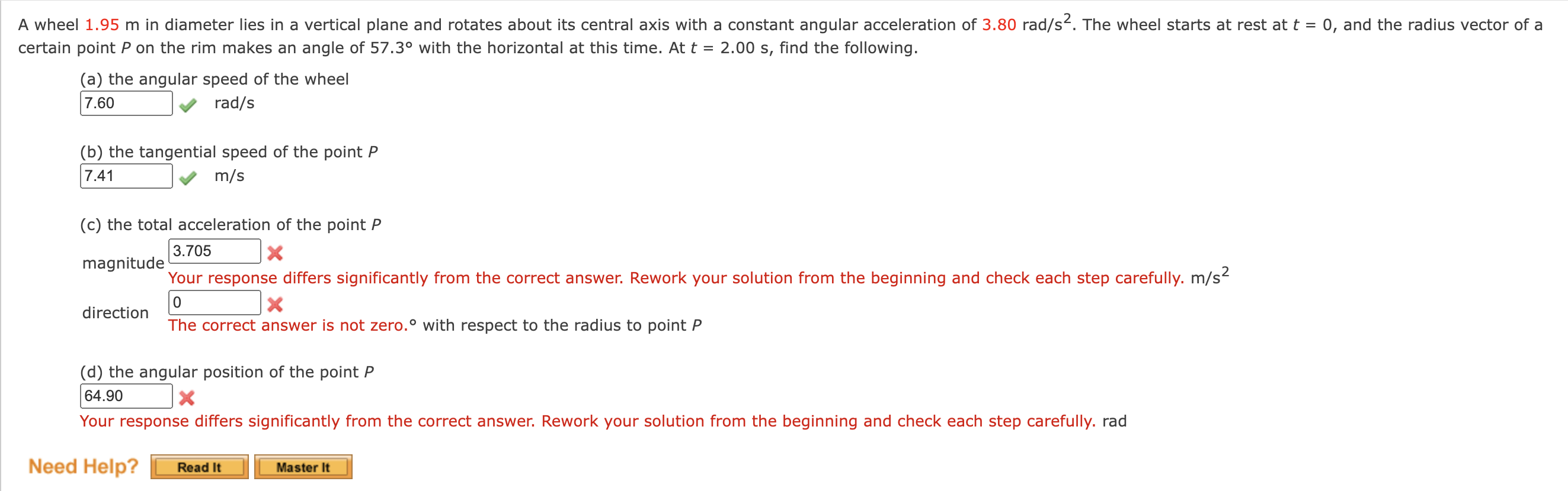 Solved certain point P on the rim makes an angle of 57.3∘ | Chegg.com