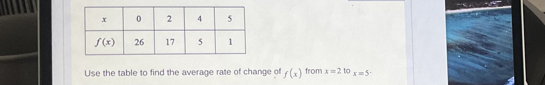 Solved Use the table to find the average rate of change of | Chegg.com
