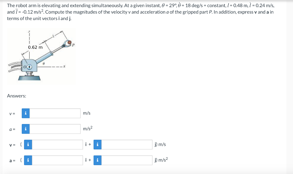 Solved The robot arm is elevating and extending | Chegg.com