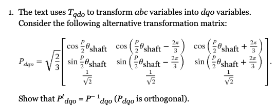 Solved The text uses Tqdo to transform abc variables into | Chegg.com