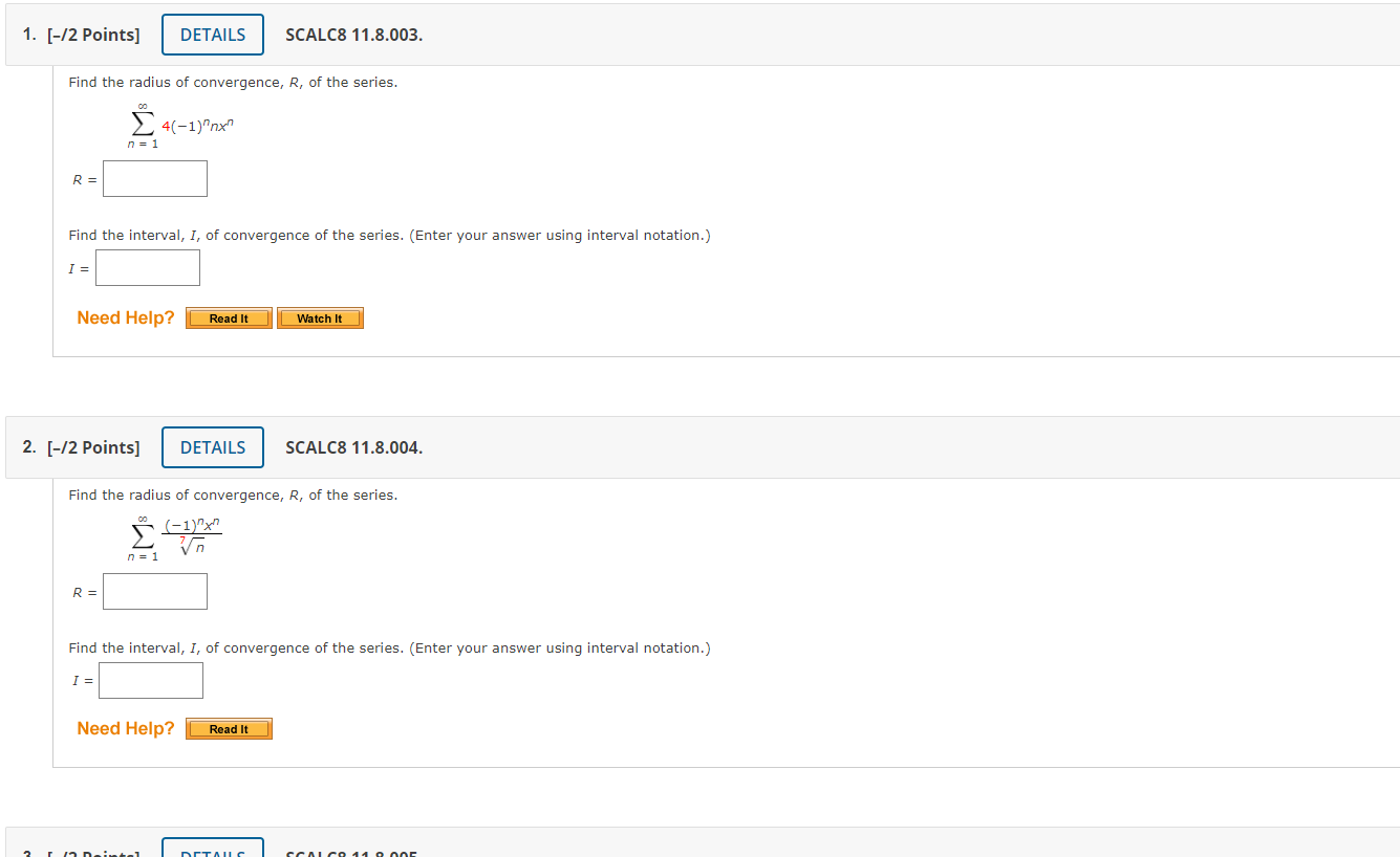 Solved 1. [-/2 Points] DETAILS SCALC8 11.8.003. Find the | Chegg.com