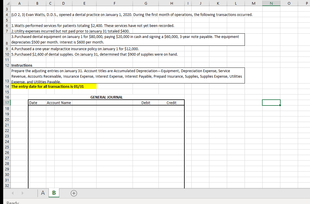 Solved M N O А B C D E F H K L 1 (LO 2, 3) The Blue Thumb | Chegg.com