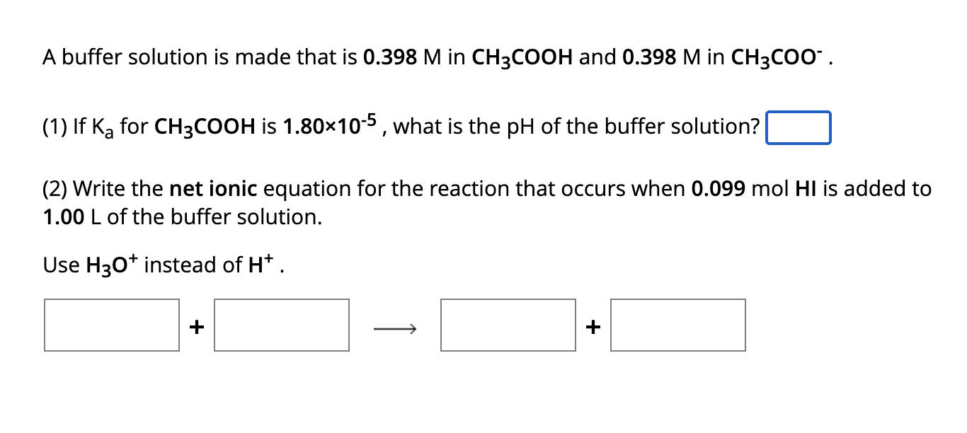 Solved A buffer solution is made that is 0.398 M in CH3COOH | Chegg.com