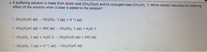 Solved ffering solution Is made from acetic acld (CH3CO2H) | Chegg.com
