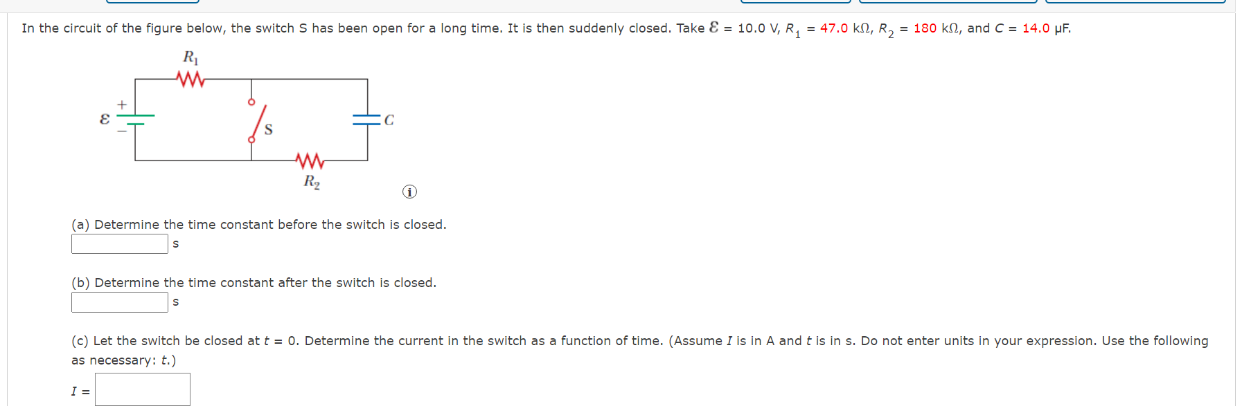 Solved (a) Determine the time constant before the switch is | Chegg.com