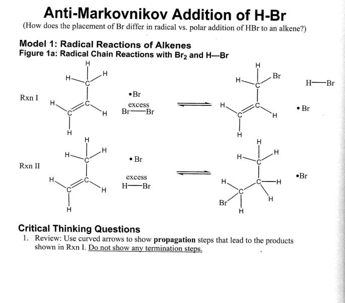 Solved Anti-Markovnikov Addition of H-Br (How does the | Chegg.com
