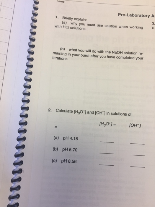 Solved name Pre-Laboratory A 1. Briefly explain: 3. (a) why | Chegg.com