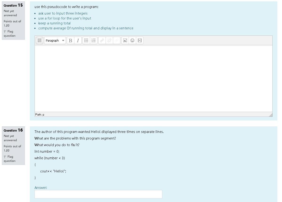 Solved Question 15 Not yet answered use this pseudocode to | Chegg.com