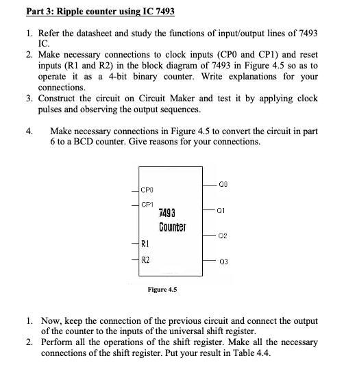Solved Part 3: Ripple counter using IC 7493 1. Refer the | Chegg.com