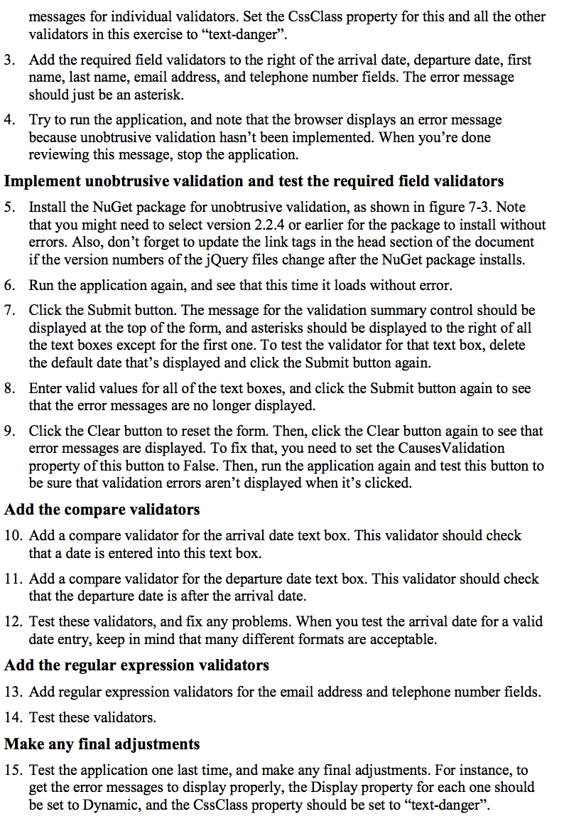Solved Add validation to the Reservation form In this | Chegg.com