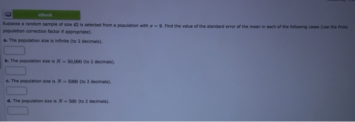 Solved eBook Suppose a random sample of size 42 is selected | Chegg.com