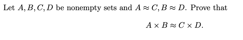 Solved Let A, B,C, D be nonempty sets and A C, B D. Prove | Chegg.com