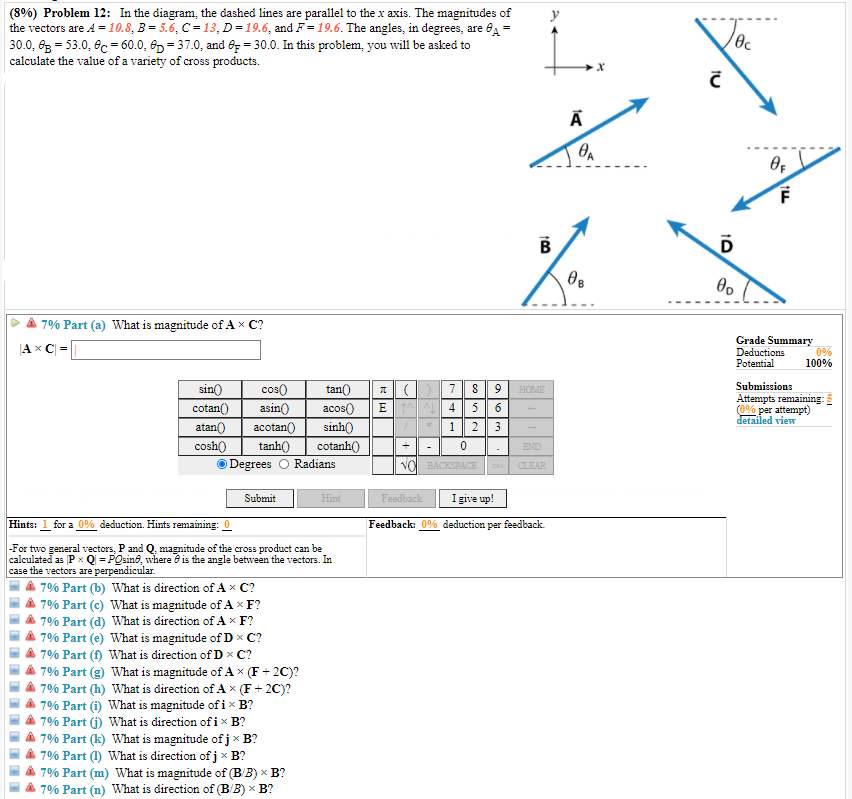 Solved y (8%) Problem 12: In the diagram, the dashed lines | Chegg.com