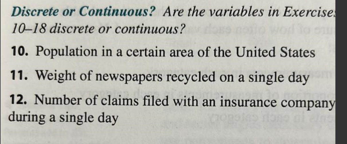 Solved Discrete or Continuous? Are the variables in | Chegg.com