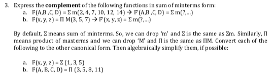 Solved 3. Express the complement of the following functions | Chegg.com