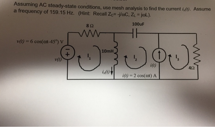 Solved Assuming AC steady-state conditions, use mesh | Chegg.com