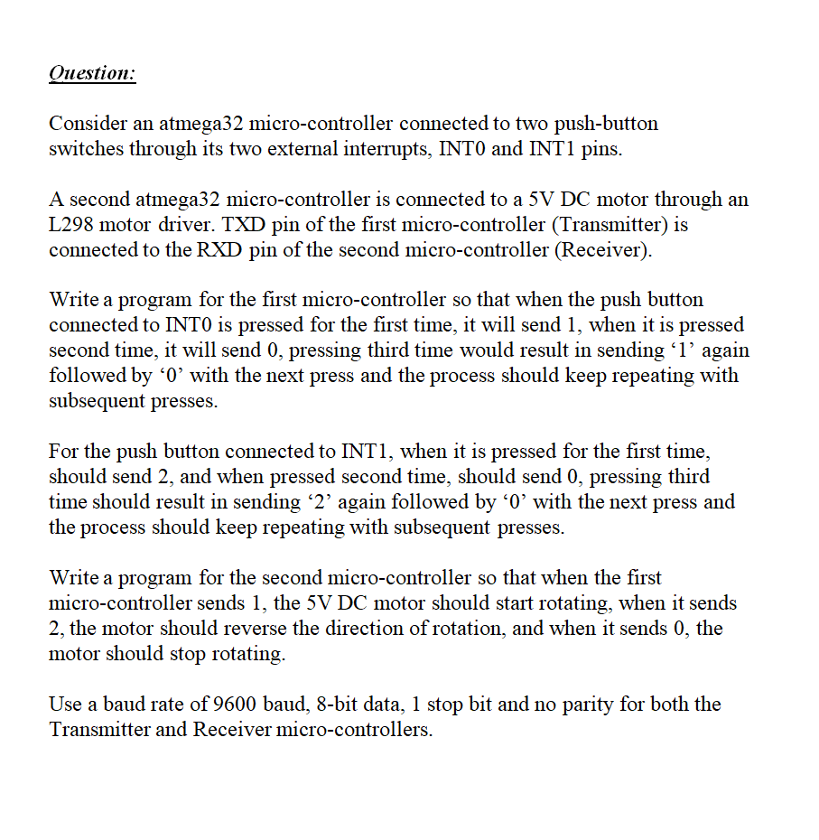 Solved Question: Consider an atmega32 micro-controller | Chegg.com