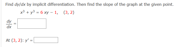 Solved Find dy/dx by implicit differentiation. Then find the | Chegg.com