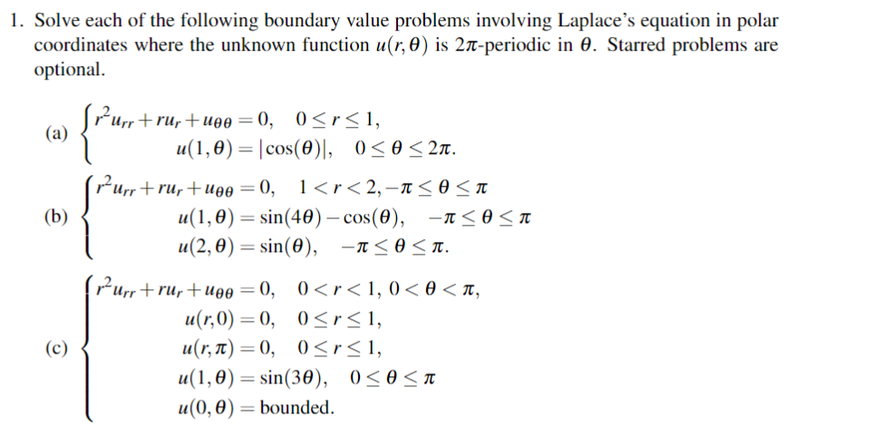 Solved 1. Solve each of the following boundary value | Chegg.com