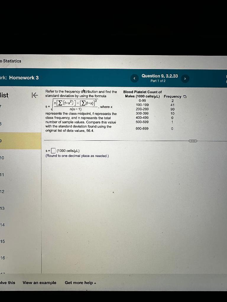 Solved o Statistics Homework 3 Refer to the frequency | Chegg.com