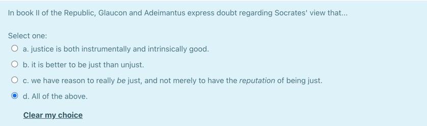 Solved According to Glaucon and Adeimantus, being just is | Chegg.com