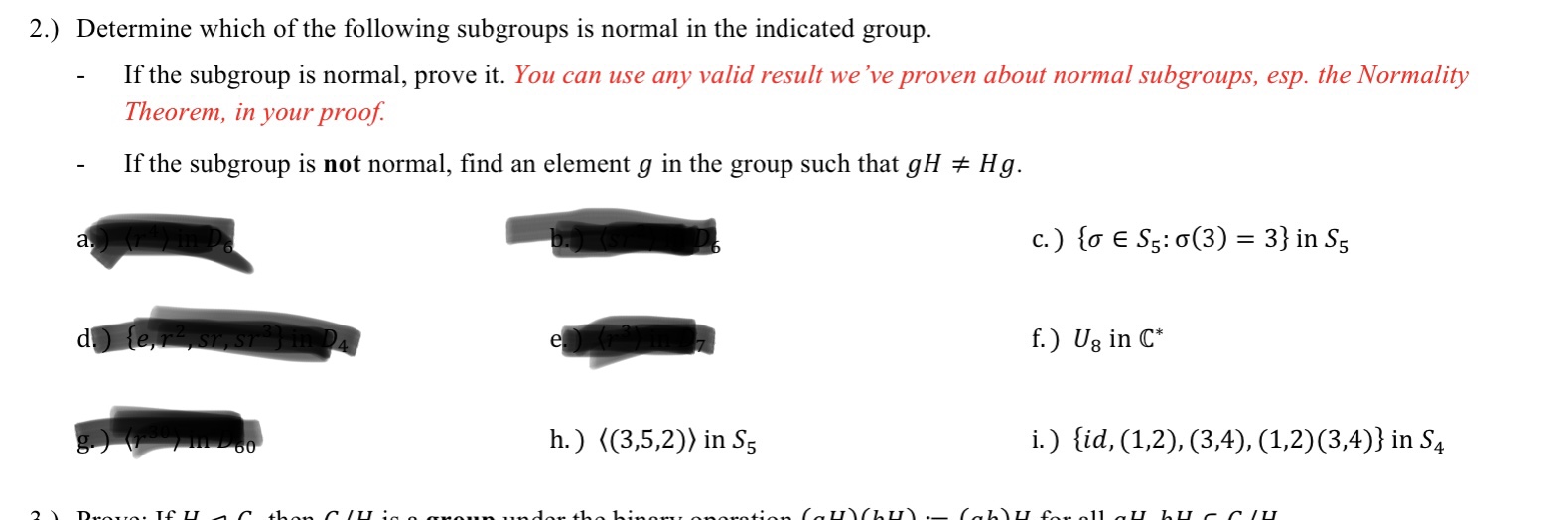 Solved 2.) Determine which of the following subgroups is | Chegg.com