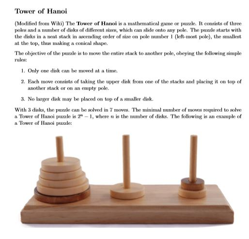 Tower of Hanoi (Modified from Wiki) The Tower of | Chegg.com