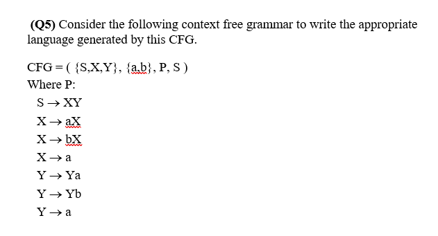 Solved (Q5) Consider the following context free grammar to | Chegg.com