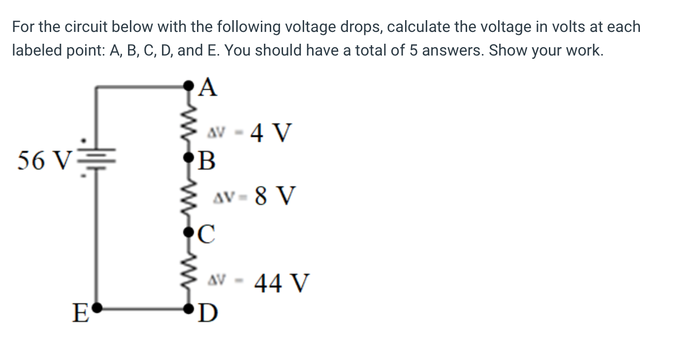 Solved For the circuit below with the following voltage | Chegg.com
