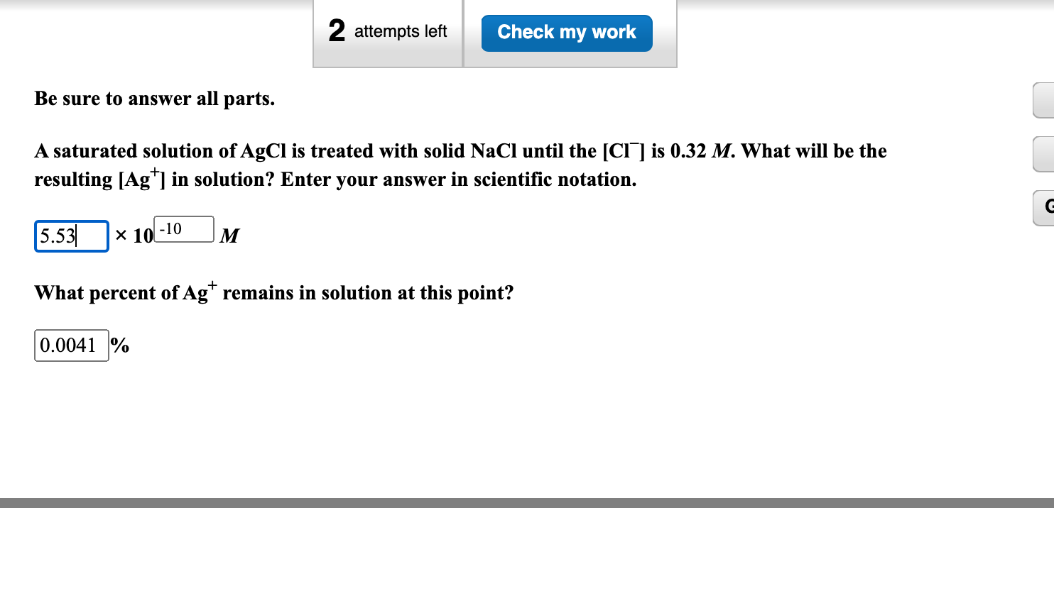 Solved 2 attempts left Check my work Be sure to answer all | Chegg.com