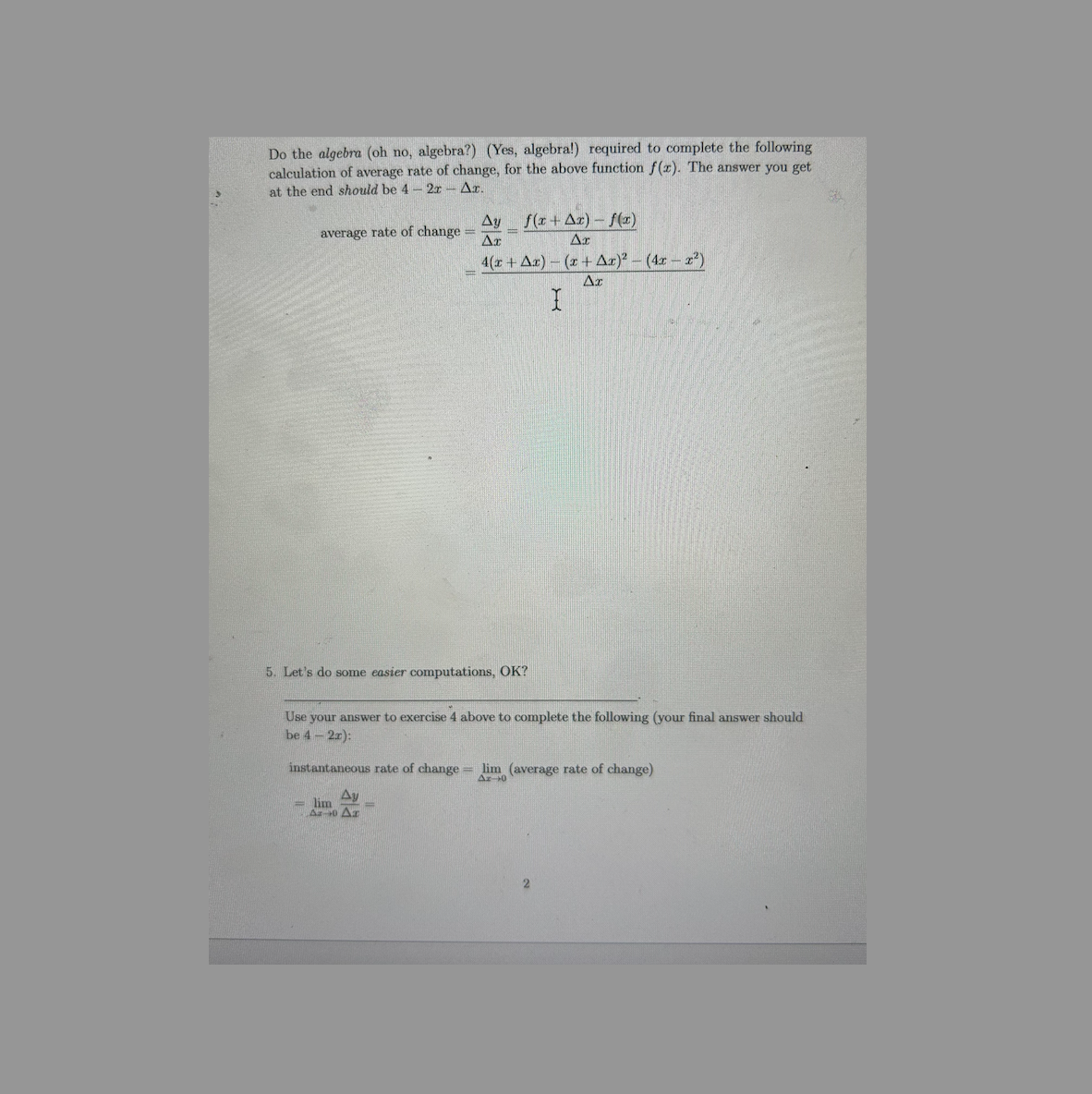 Solved Do the algebra (oh no, algebra?) (Yes, algebra!) | Chegg.com