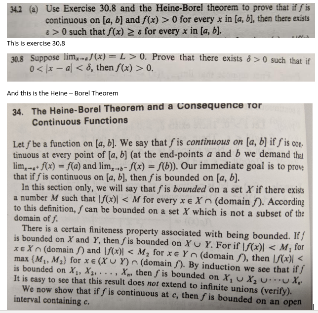 34.2 (a) Use Exercise 30.8 and the Heine-Borel | Chegg.com