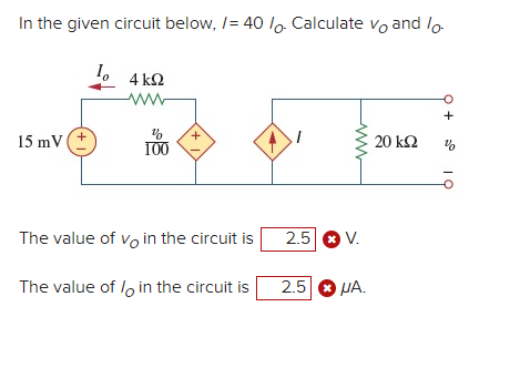 Solved In the given circuit below, I=40IO. Calculate VO and | Chegg.com