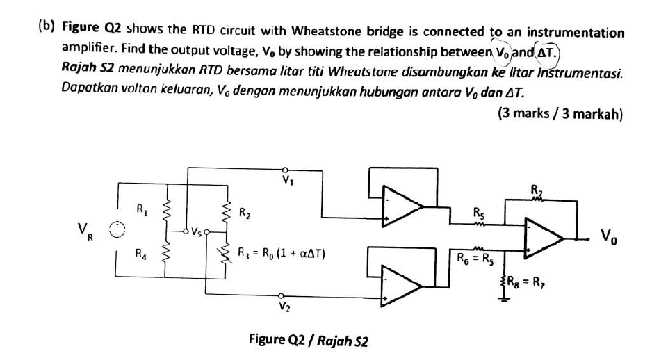 (b) Figure Q2 shows the RTD circuit with Wheatstone | Chegg.com