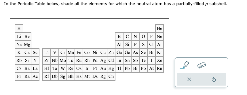 Solved In the Periodic Table below, shade all the elements | Chegg.com