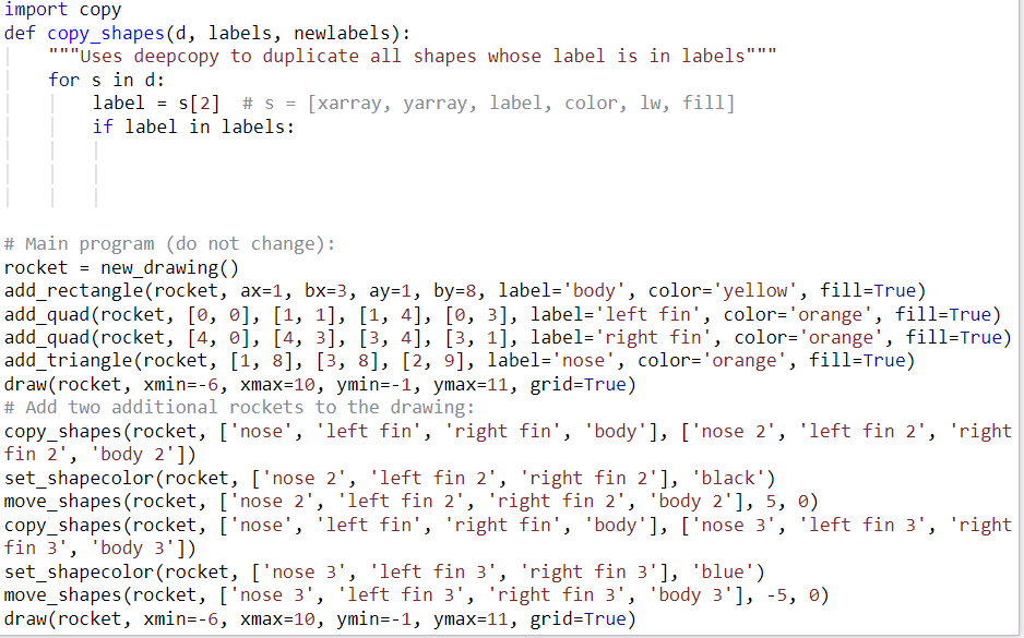 Solved Your Task Write a new function copy_shapes(d, labels, | Chegg.com