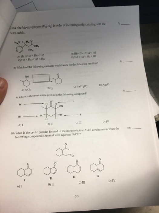 Solved Rank the labeled protons (Ha-Ha) in order of | Chegg.com